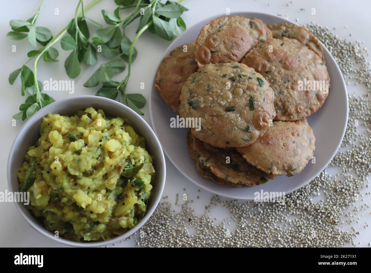 Bajra methi puri. Deep fried Indian flatbread made of pearl millet ...