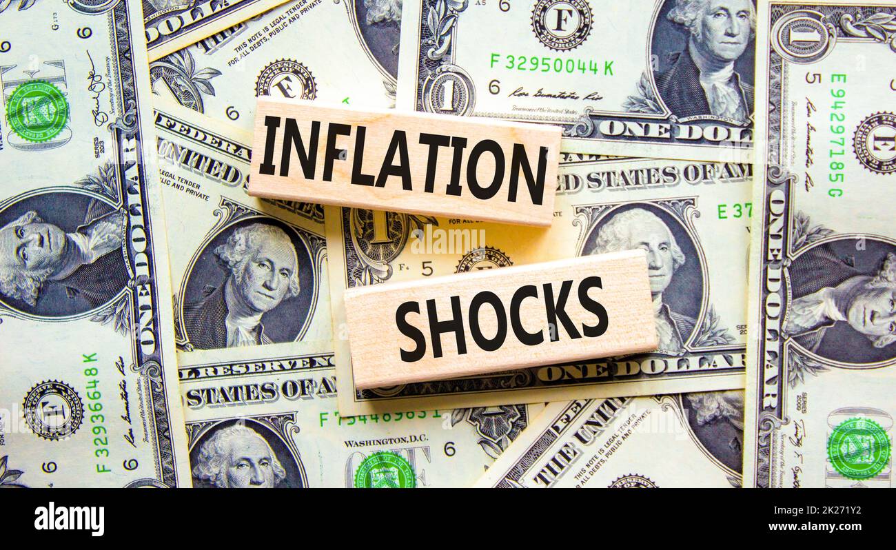 Inflation shocks symbol. Concept words Inflation shocks on wooden ...