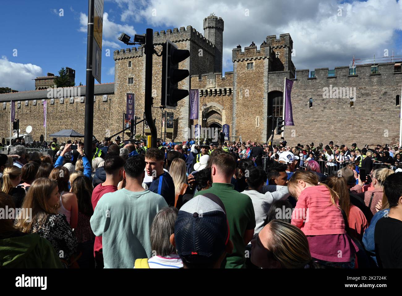 King Charles III and Queen Consort Camilla, arriving at Cardiff Castle ...