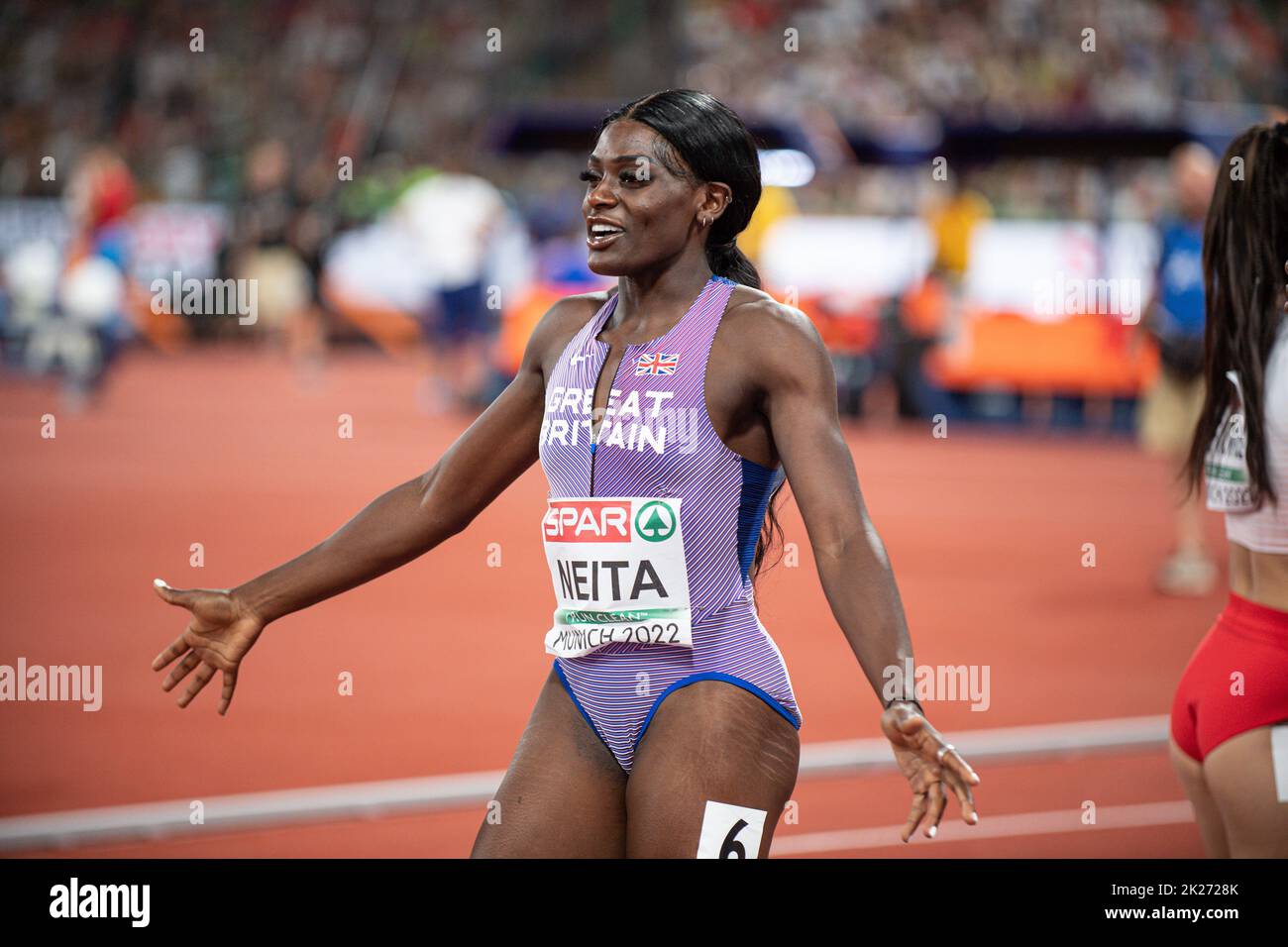 Daryll Neita participating in the 100 meters of the European Athletics ...
