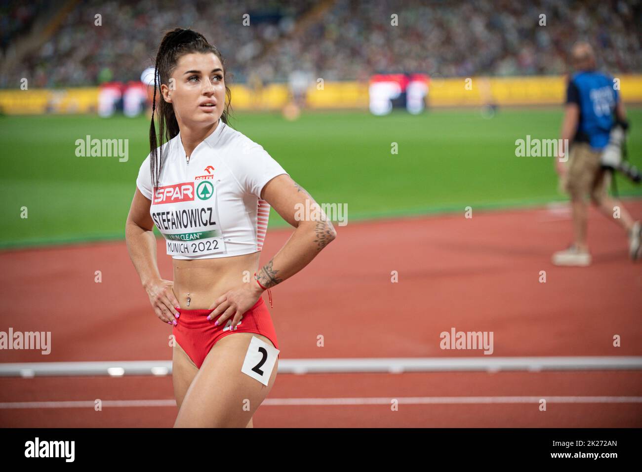 Magdalena Stefanowicz participating in the 100 meters of the European ...