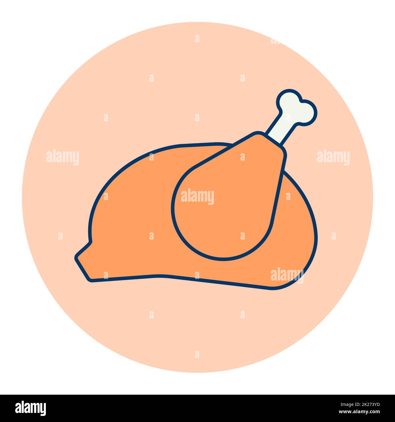 Whole roast chicken vector icon. Barbecue sign Stock Photo - Alamy