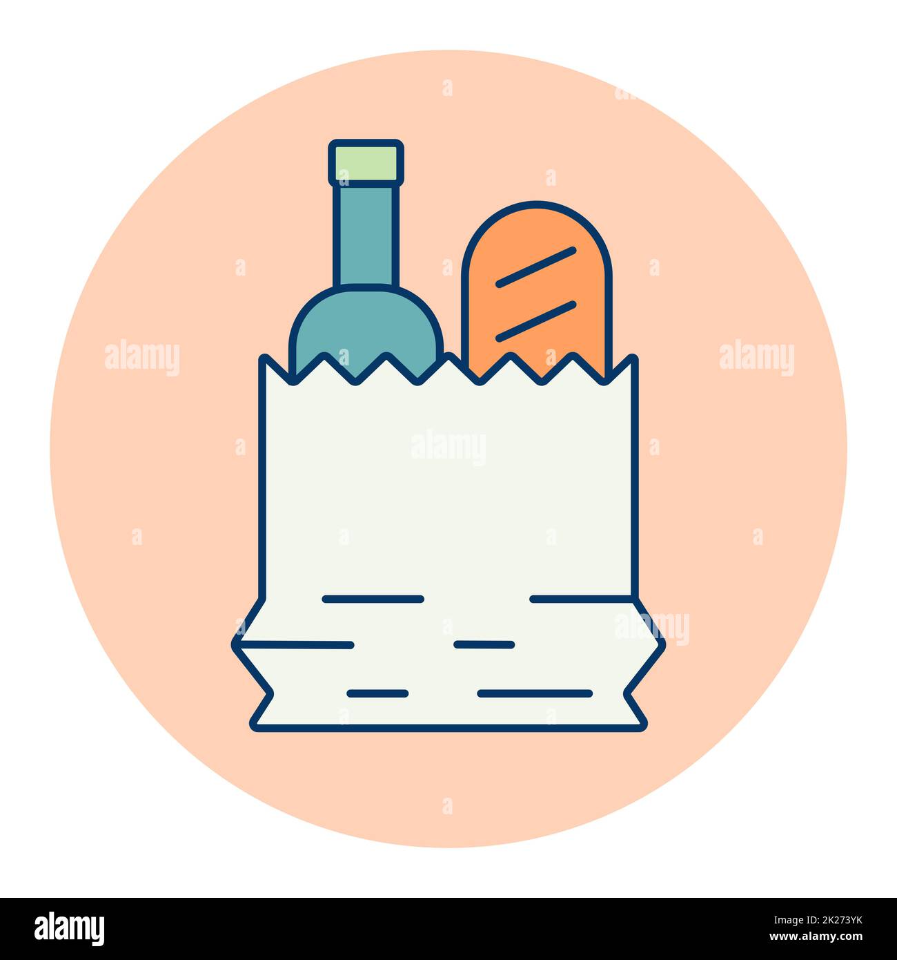 Paper bag with food vector icon Stock Photo - Alamy