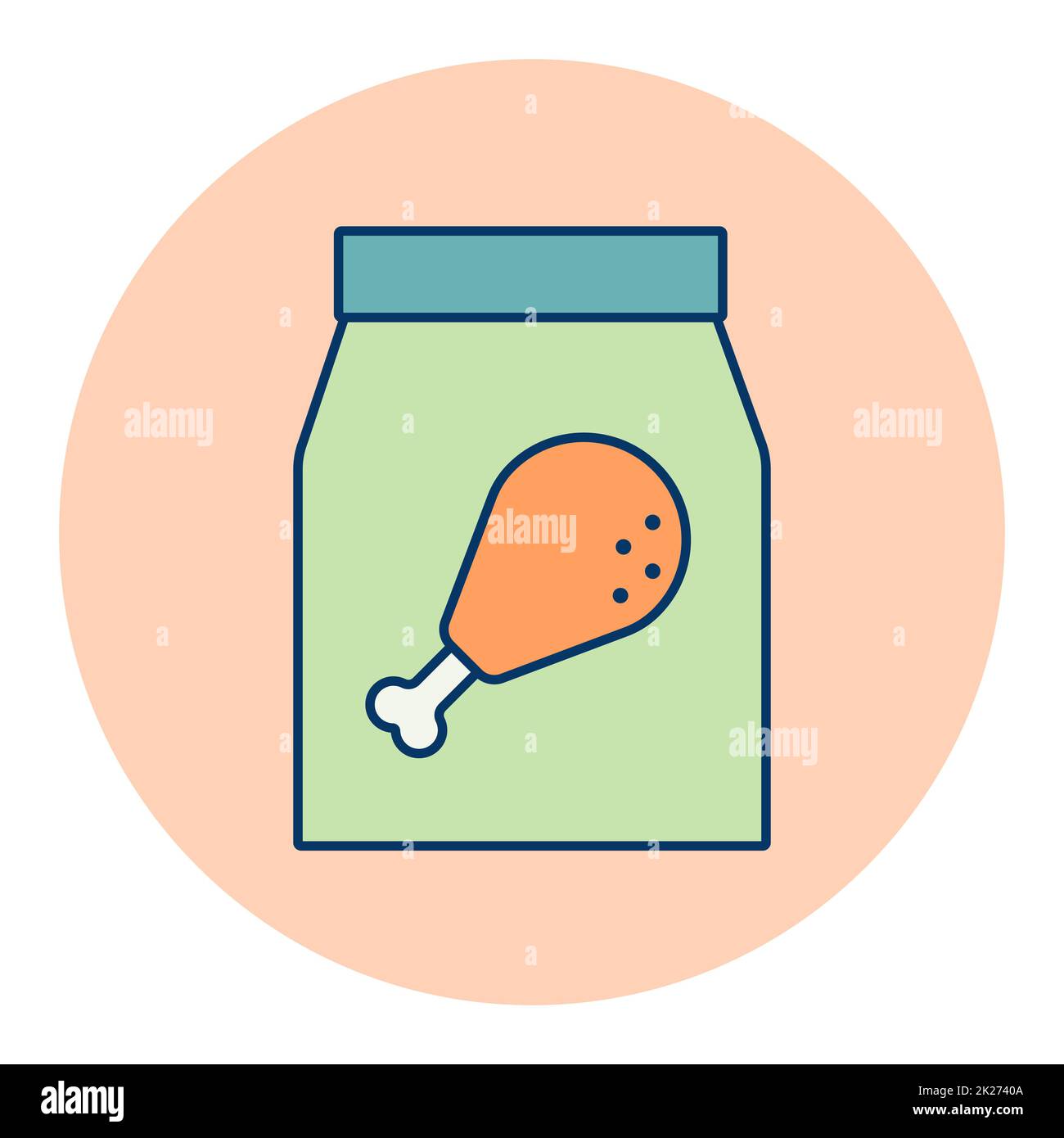 Paper bag with food vector icon. Leg chicken sign Stock Photo - Alamy