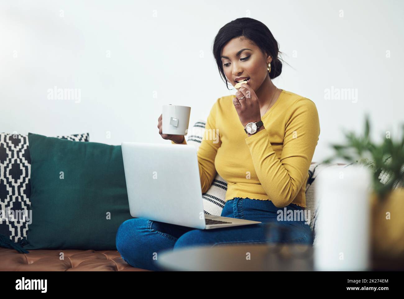 I've got my snacks and favourite show to go Stock Photo - Alamy