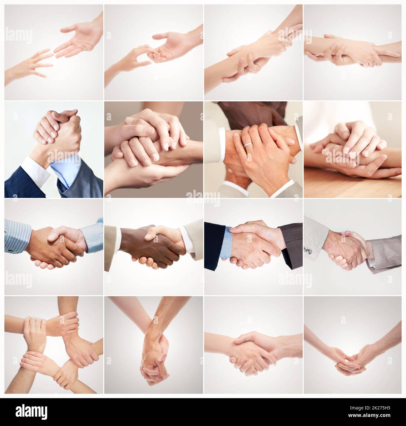 The power of the human touch. A mosaic of different hand gestures ...