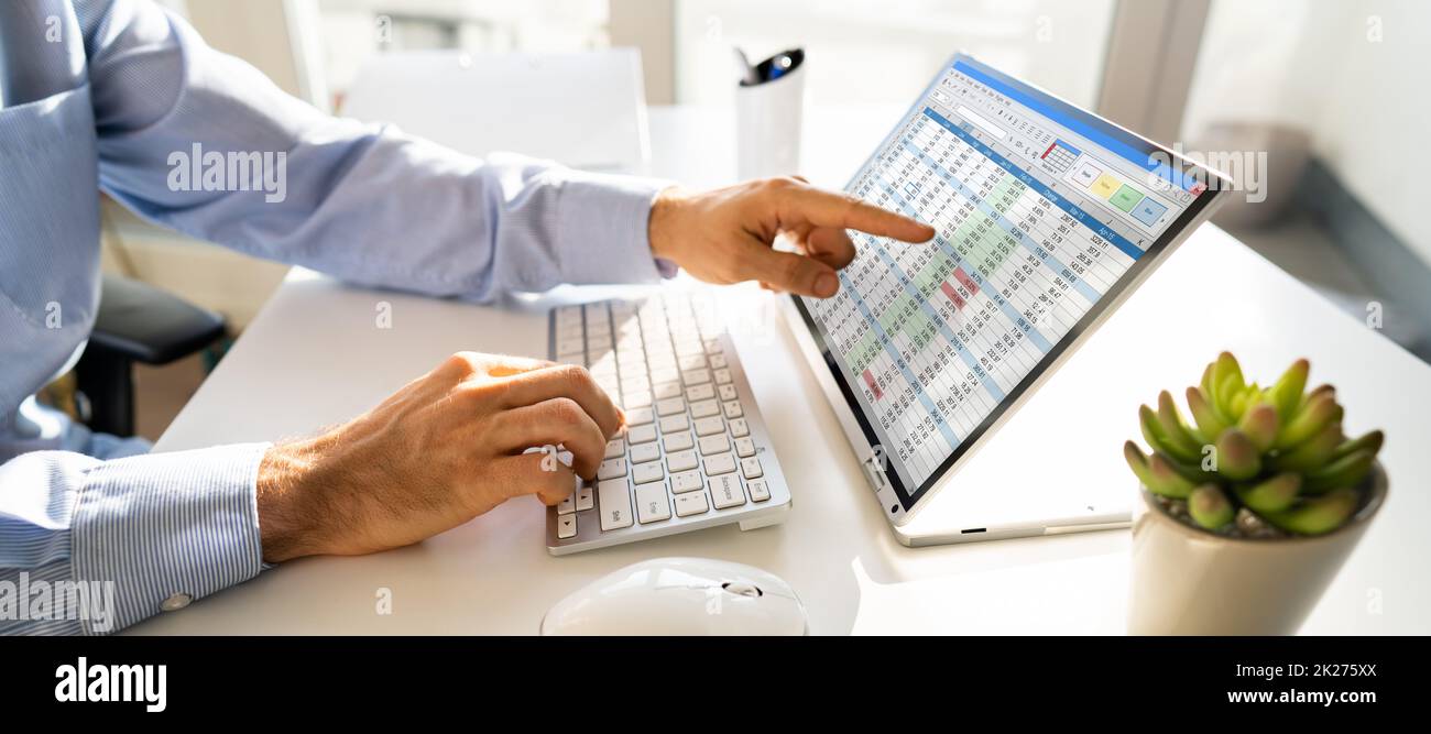 Electronic Spreadsheet Analyst Or Auditor Using Software Stock Photo ...