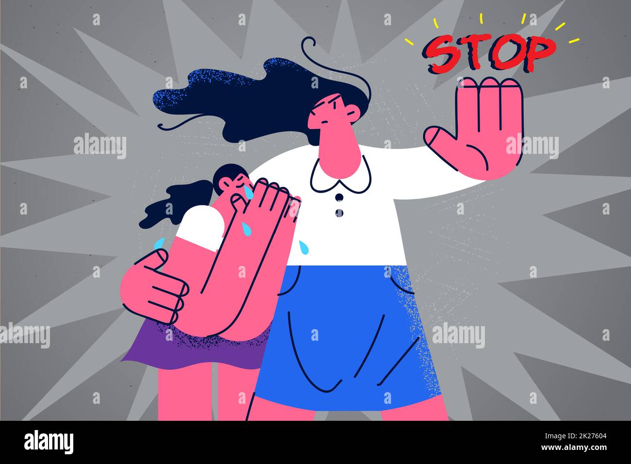Protective mother hug crying unhappy small daughter Stock Photo - Alamy