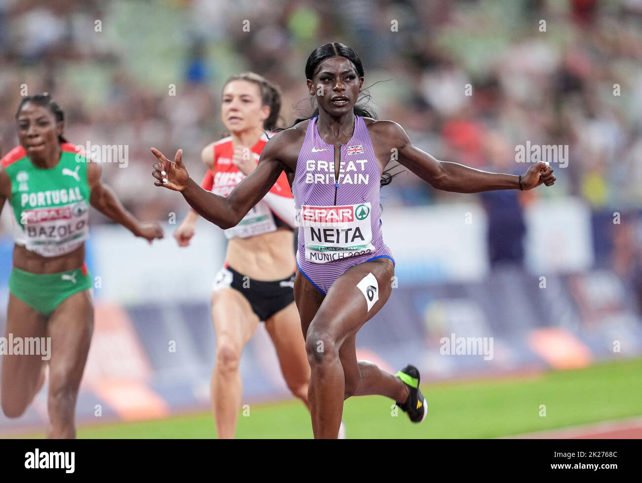 Daryll Neita participating in the 100 meters of the European Athletics ...