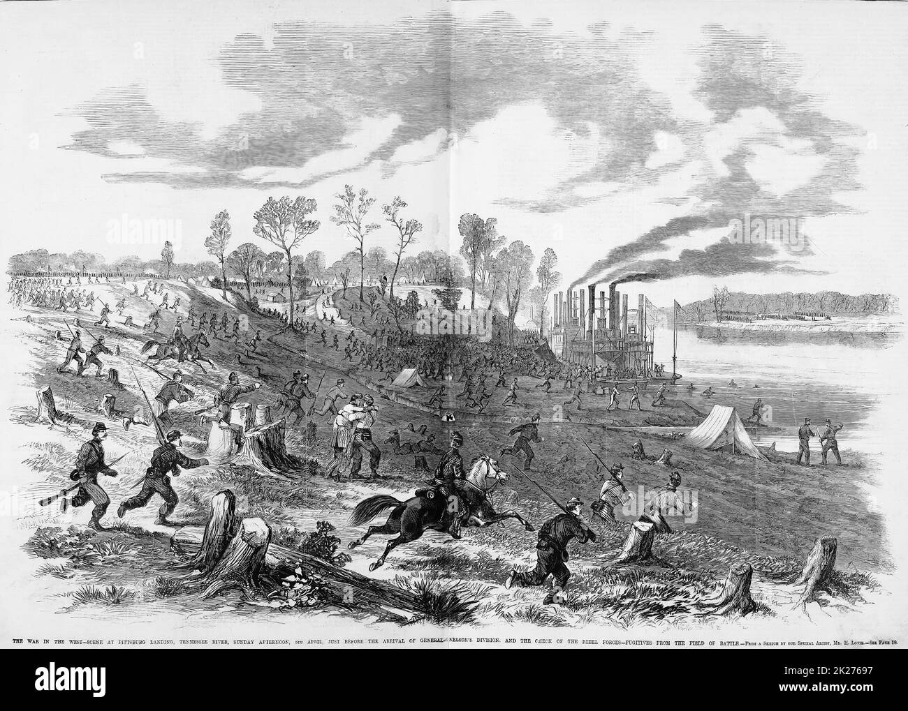 The War in the West - Scene at Pittsburg Landing, Tennessee River ...