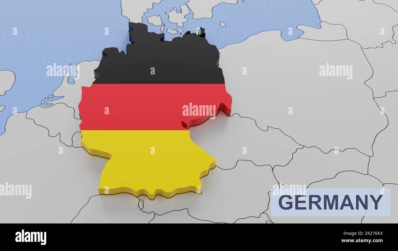 Germany map 3D illustration. 3D rendering image and part of a series ...