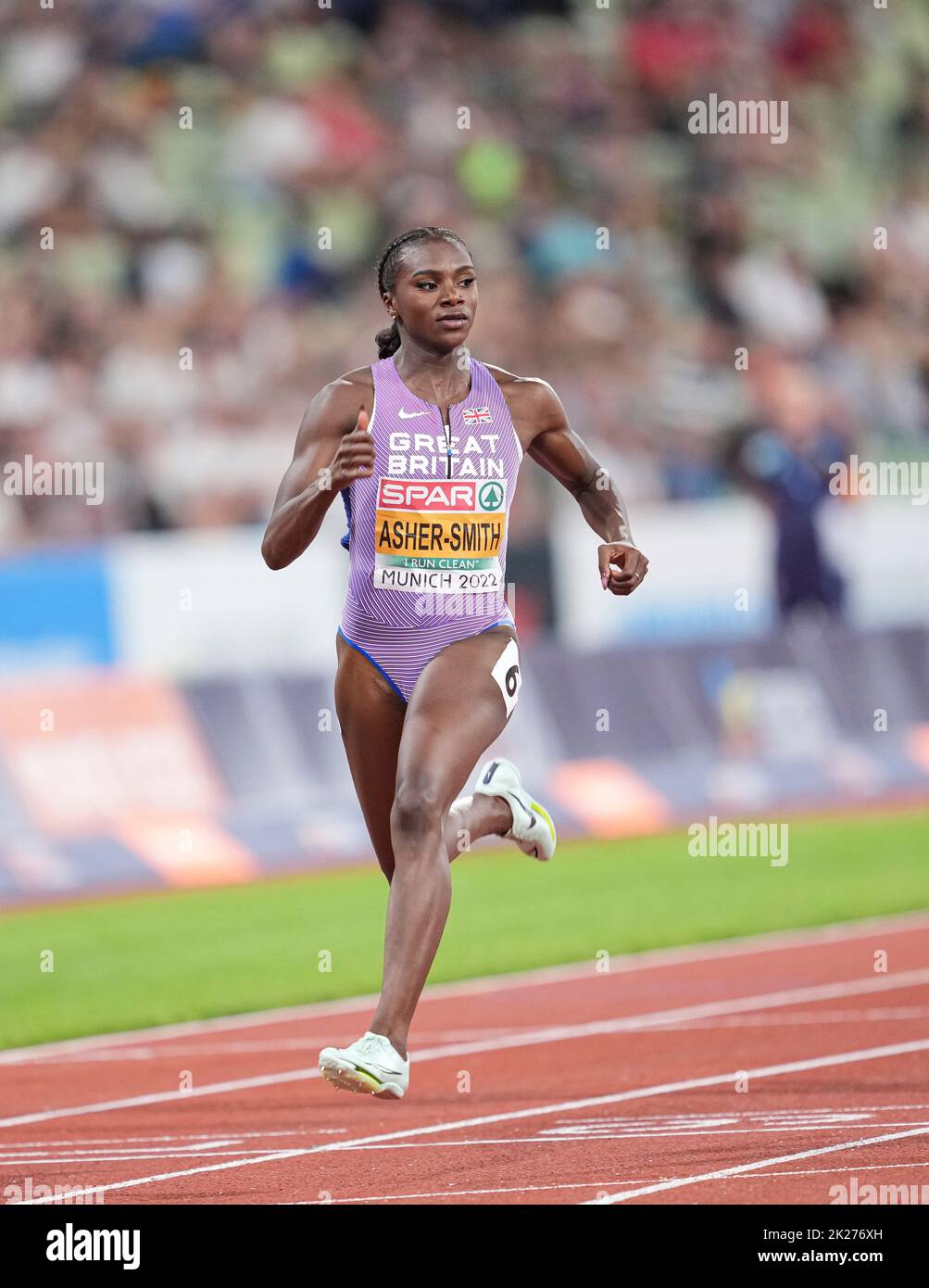 Dina Asher-Smith participating in the 100 meters of the European ...