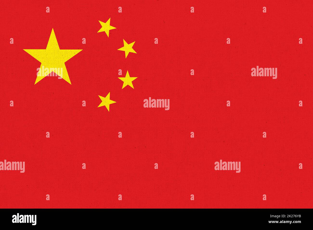 flag of China. National Chinese flag on fabric surface Stock Photo - Alamy