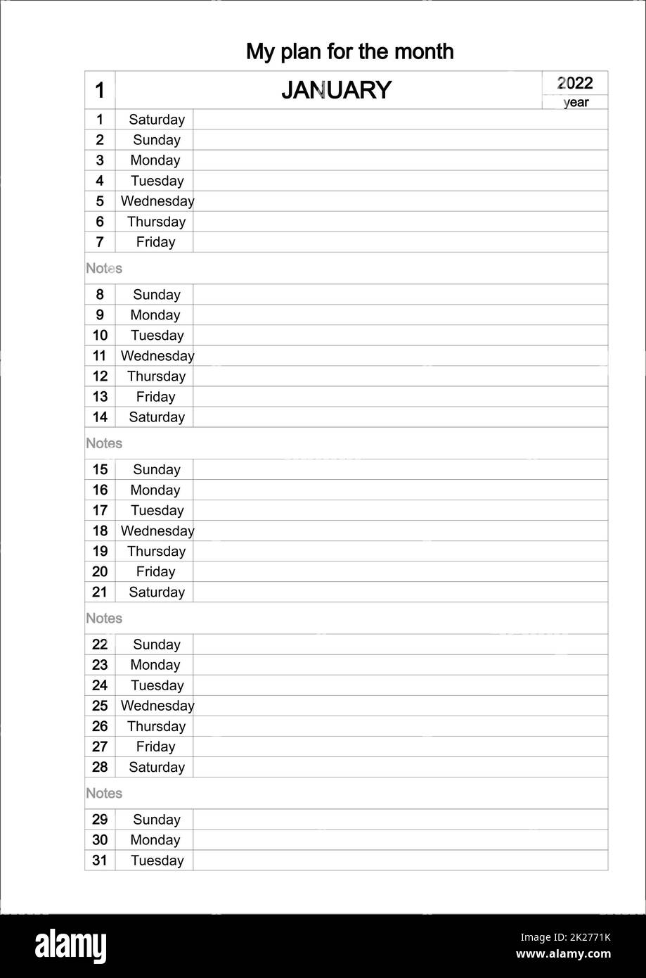 Calendar template for january 2022 year. Planner diary in minimalism ...