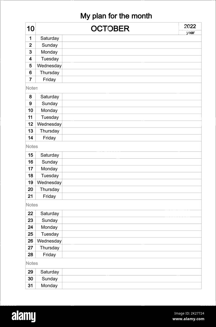 Simple 2022 year calendar week hi-res stock photography and images - Alamy