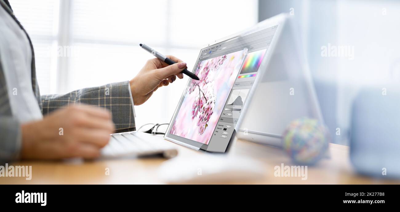 Graphic Designer Artist Drawing On Digital Tablet Stock Photo - Alamy