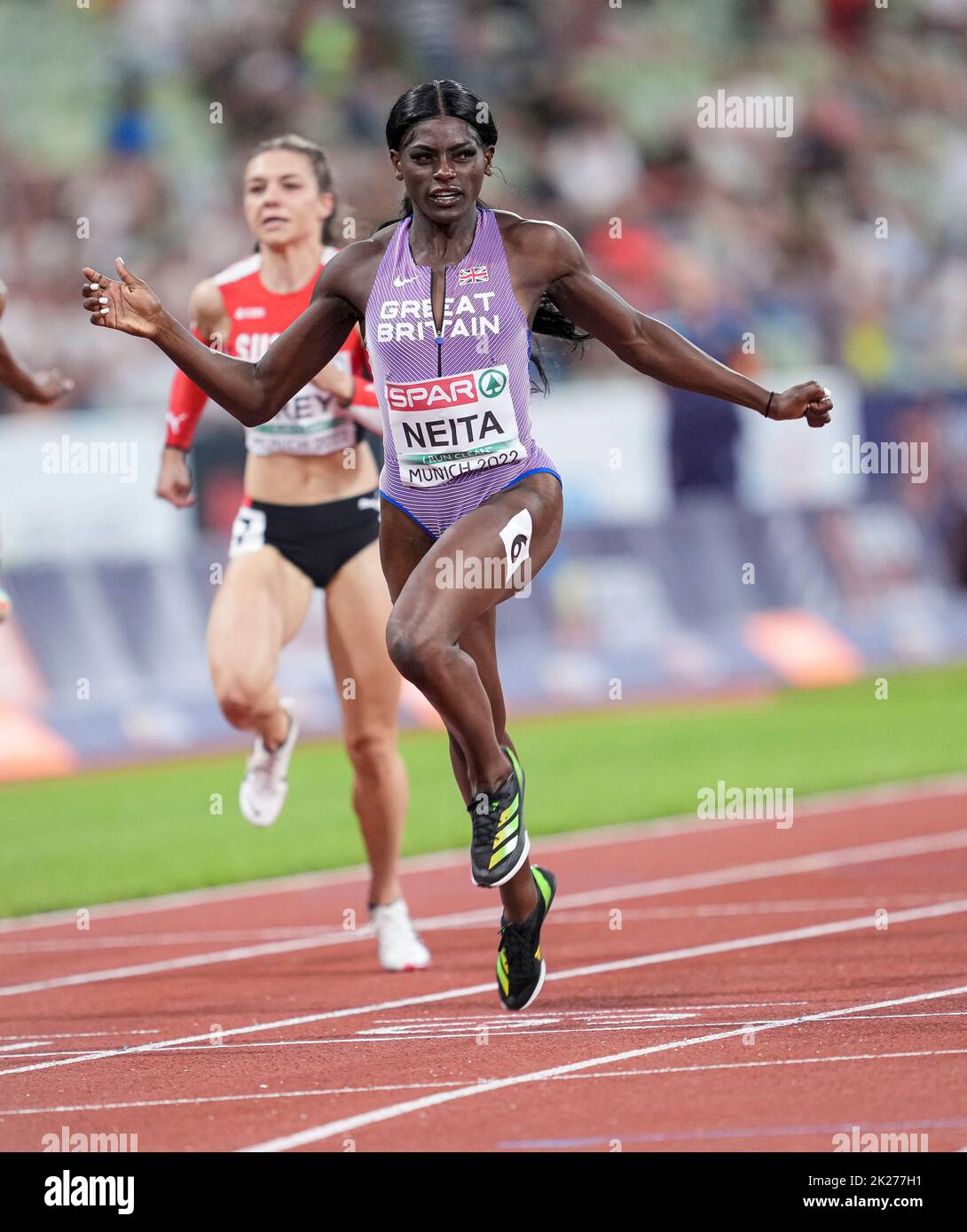 Daryll Neita participating in the 100 meters of the European Athletics ...