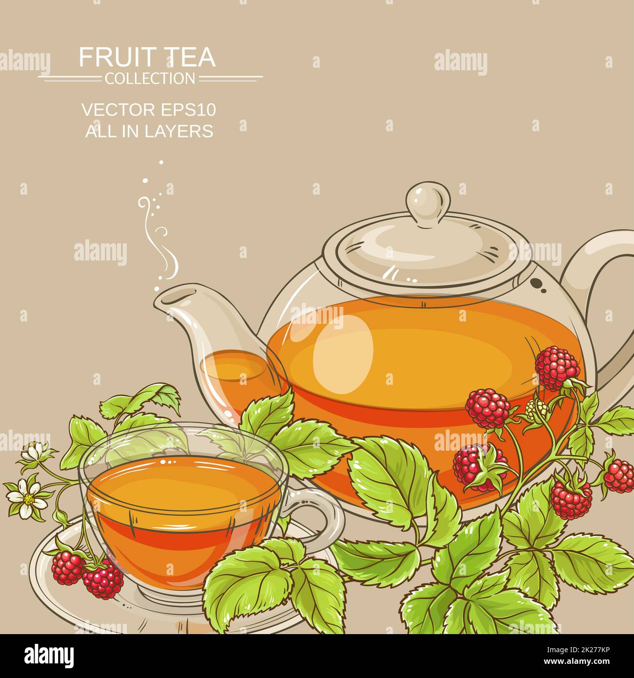 raspberry tea vector background Stock Photo - Alamy