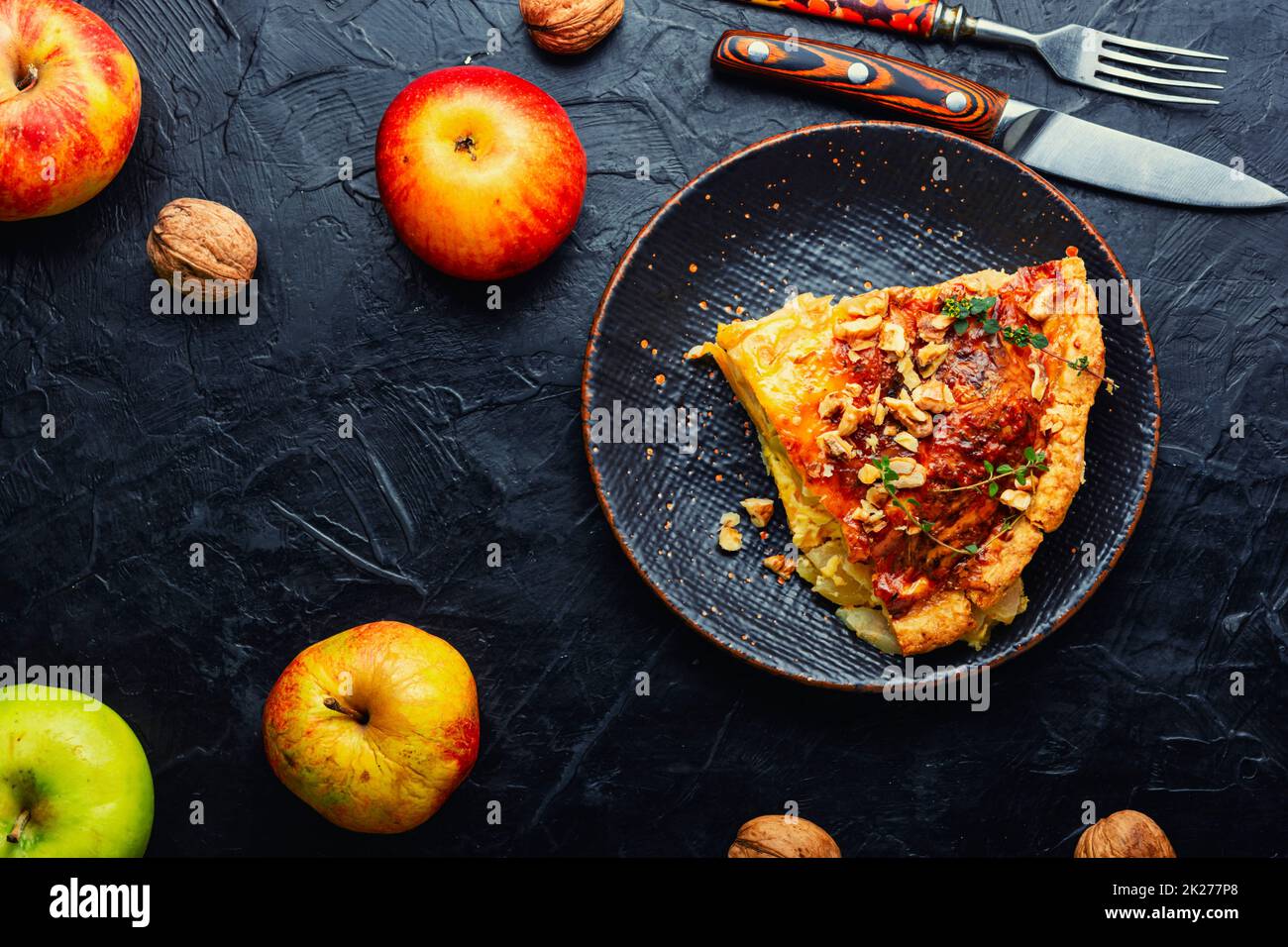 Apple tart, copy space Stock Photo - Alamy