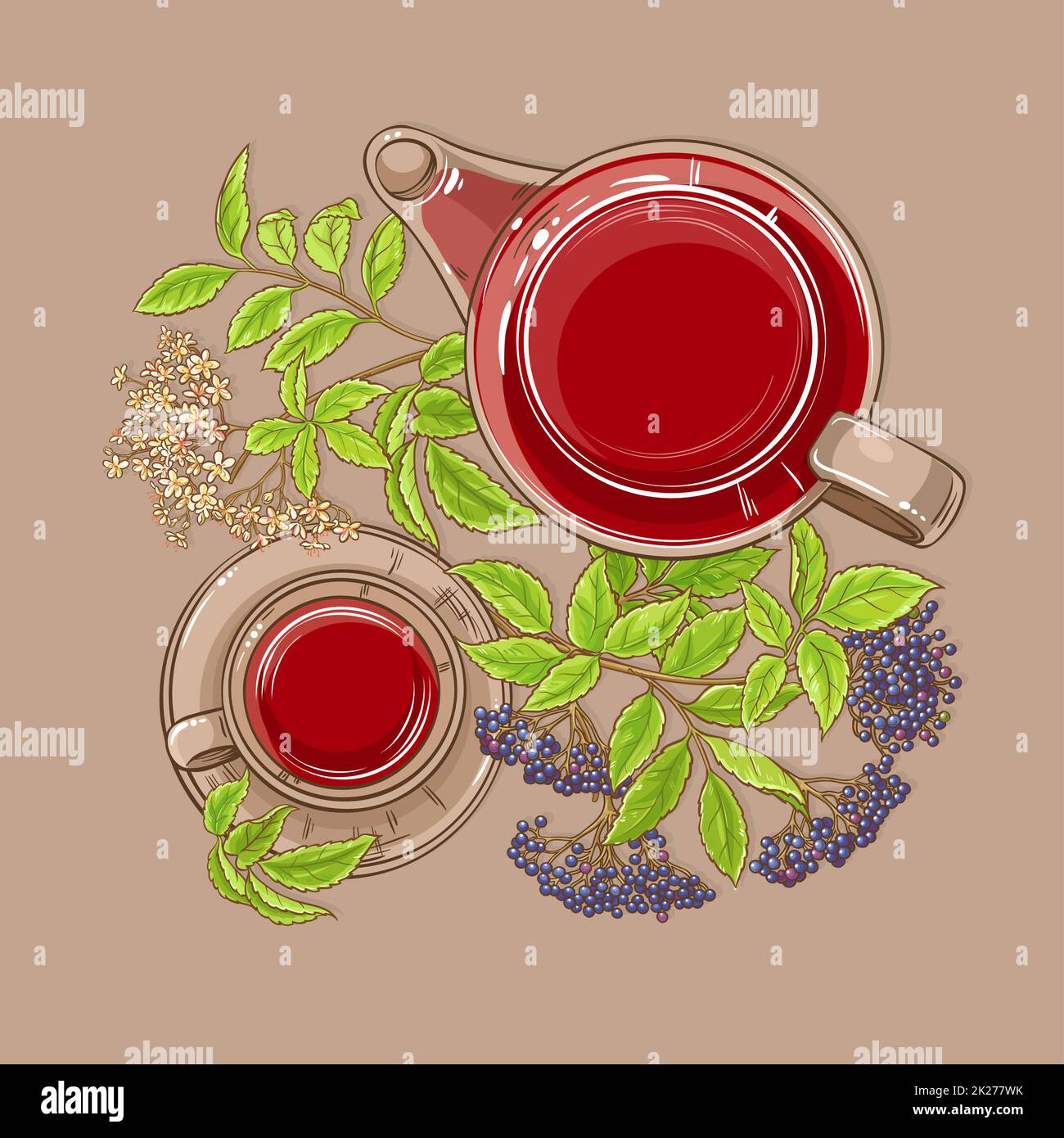 cup of elderberry tea and teapot Stock Photo - Alamy