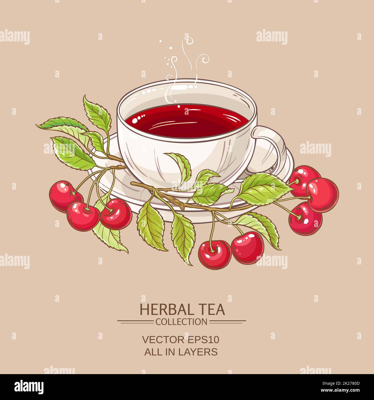 cherry tea illustration Stock Photo - Alamy