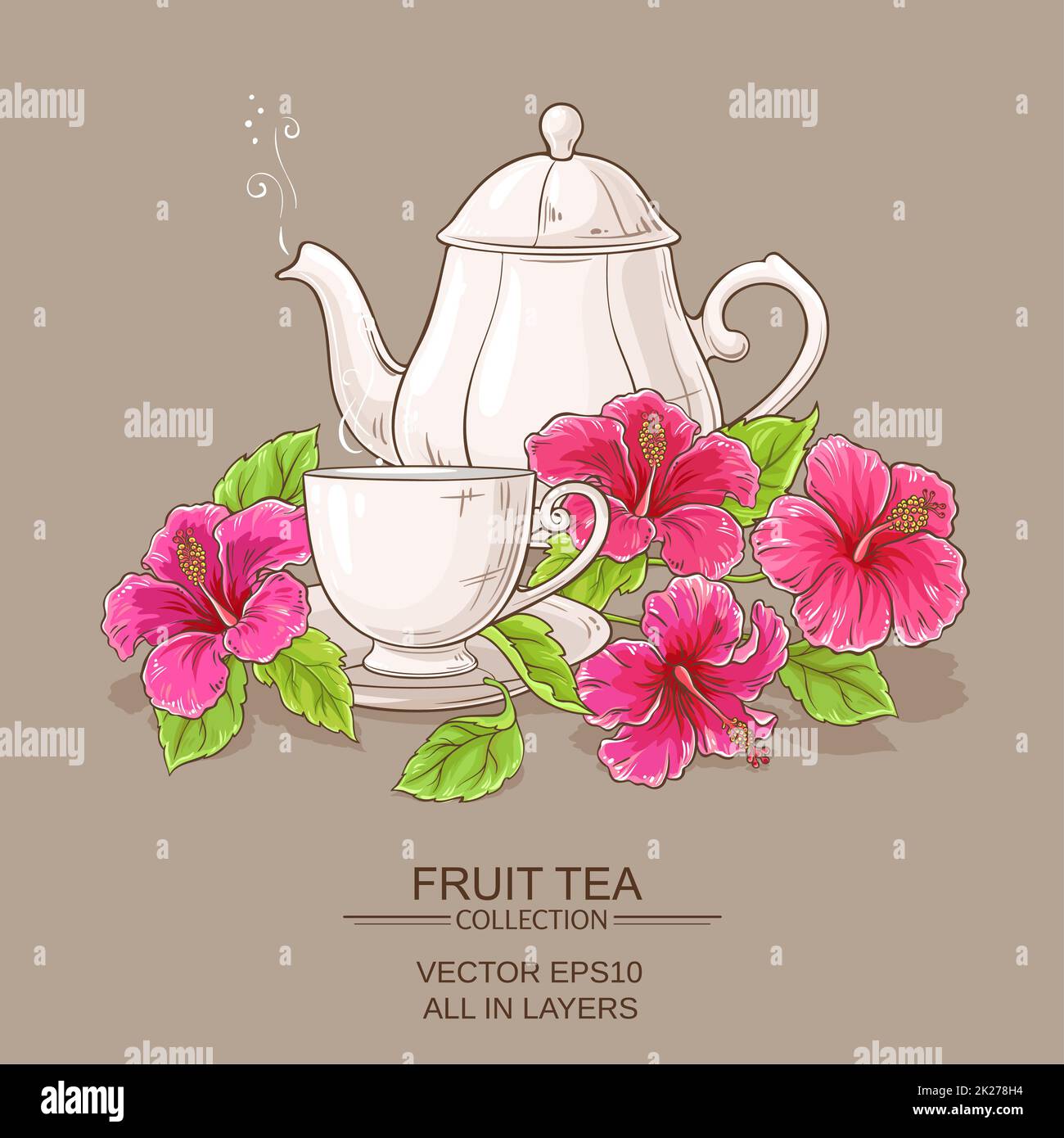 cup of hibiscus tea and teapot Stock Photo - Alamy