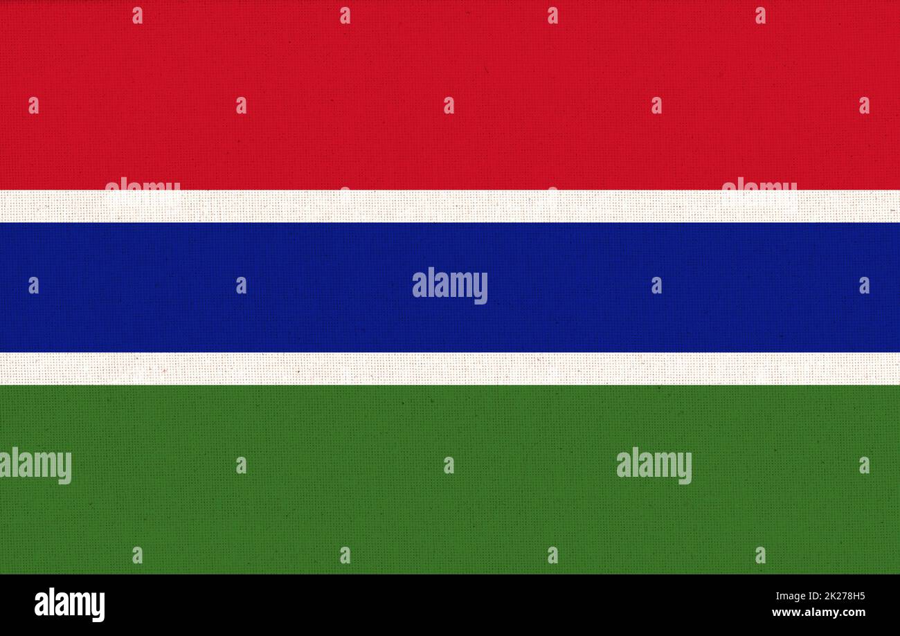 flag of Gambia. National Gambian flag on fabric surface Stock Photo - Alamy