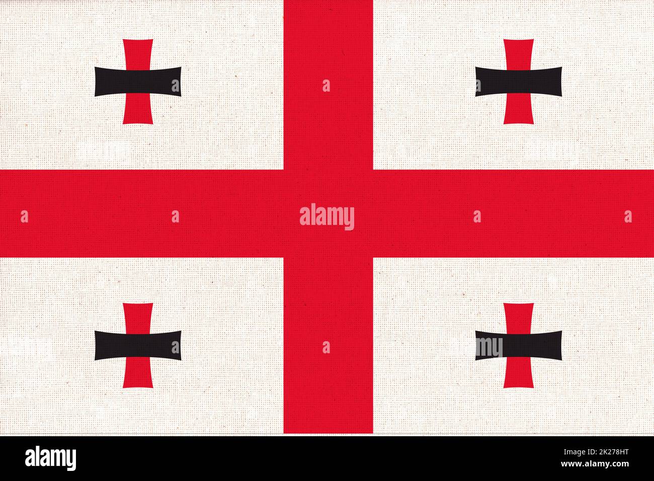 Flag of Georgia. Georgian state symbol. flag on fabric surface. Fabric ...