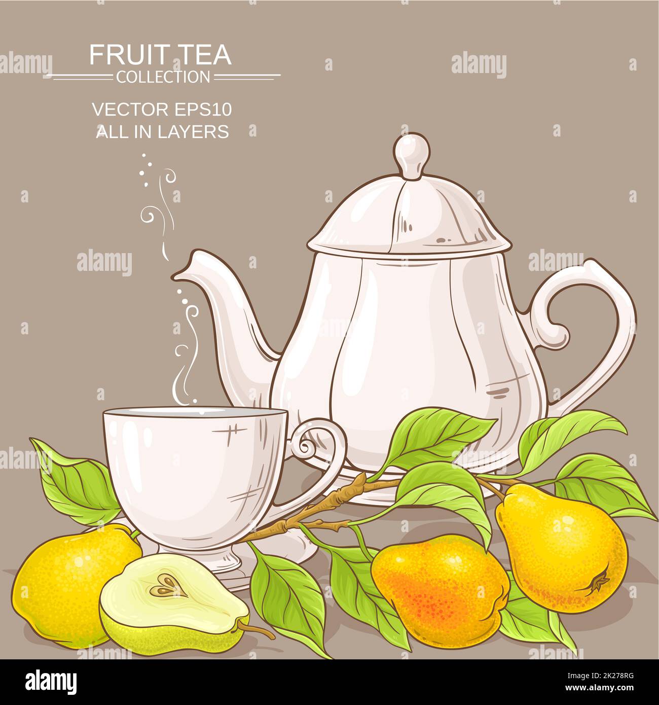 pear tea vector illustration Stock Photo - Alamy