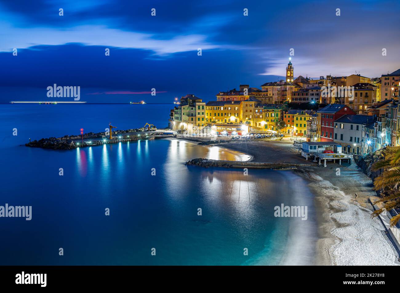 Night view of Bogliasco Stock Photo - Alamy