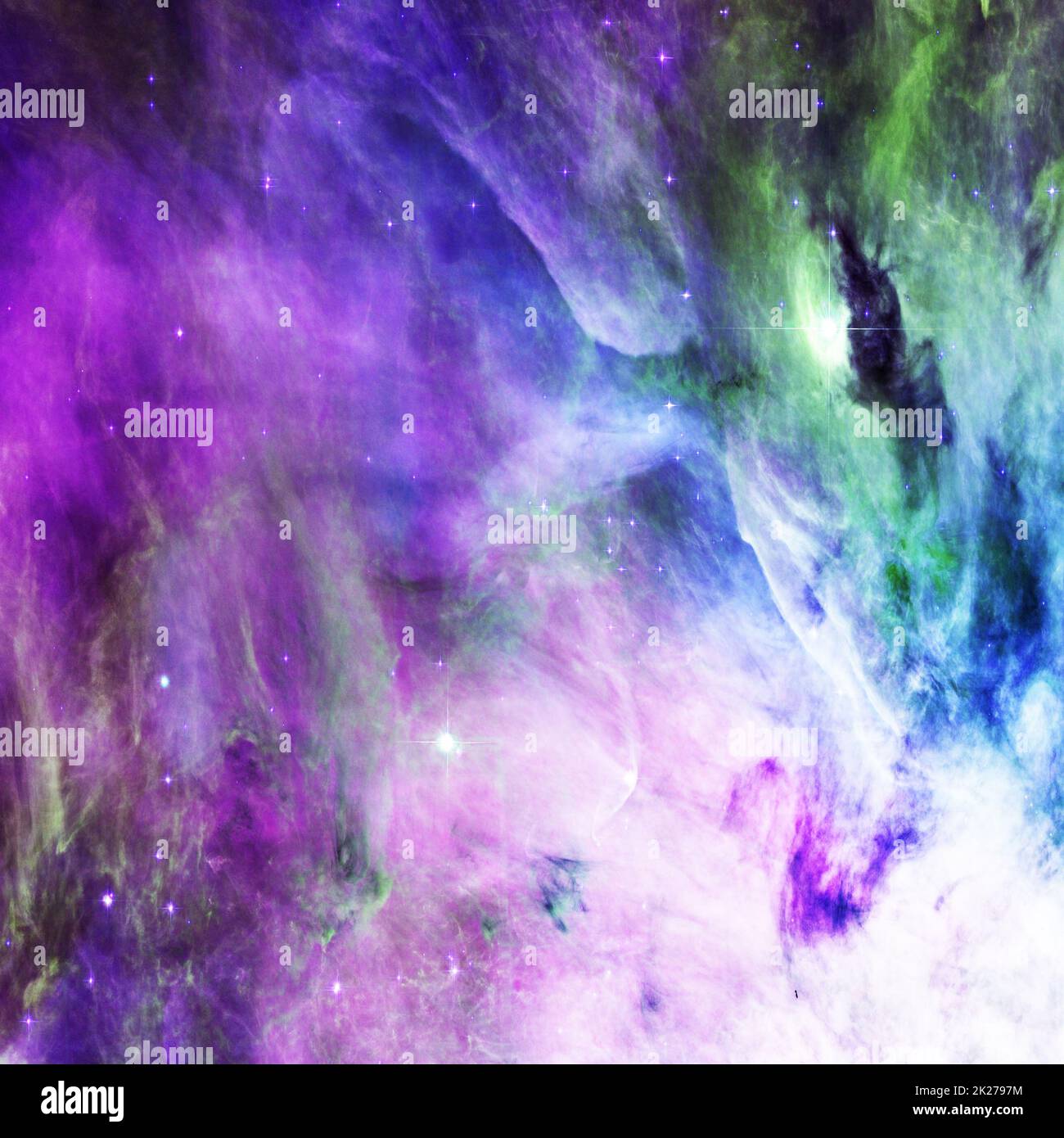Nebula, cluster of stars in deep space. Science fiction art Stock Photo ...