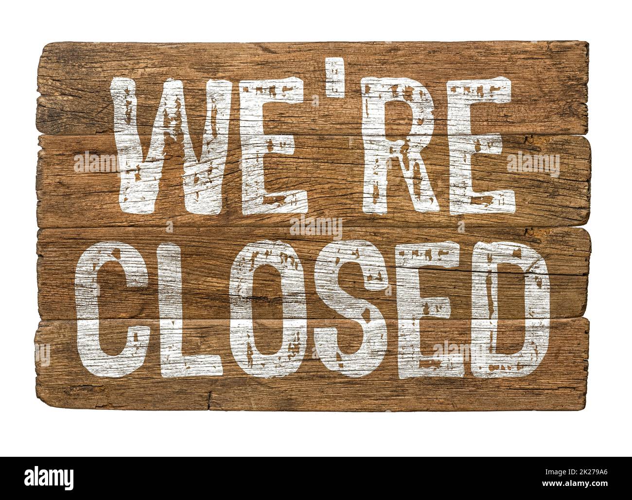 Wooden retro sign on a white background - We are closed Stock Photo - Alamy
