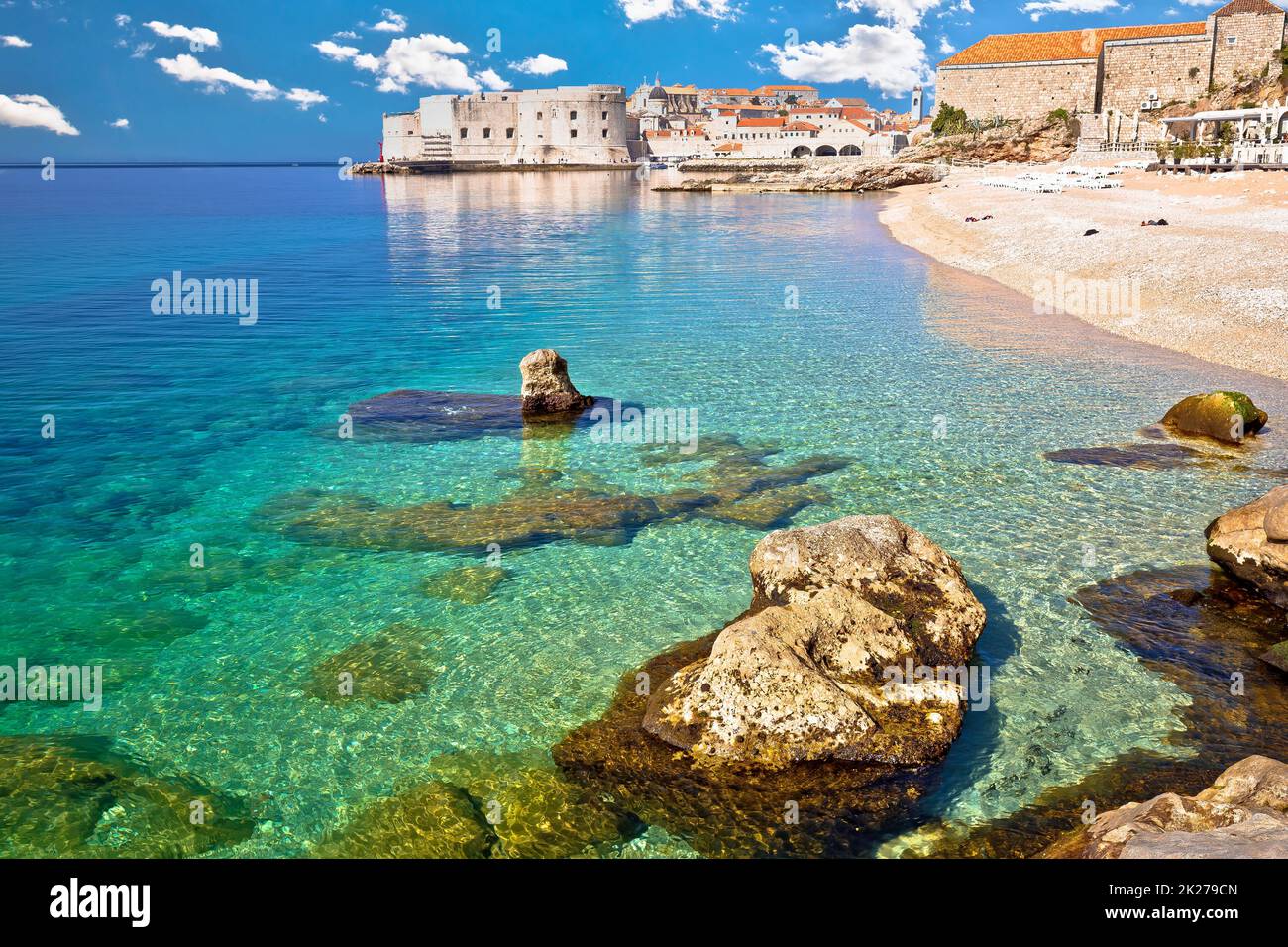 Turquoise Banje beach in Dubrovnik view Stock Photo - Alamy