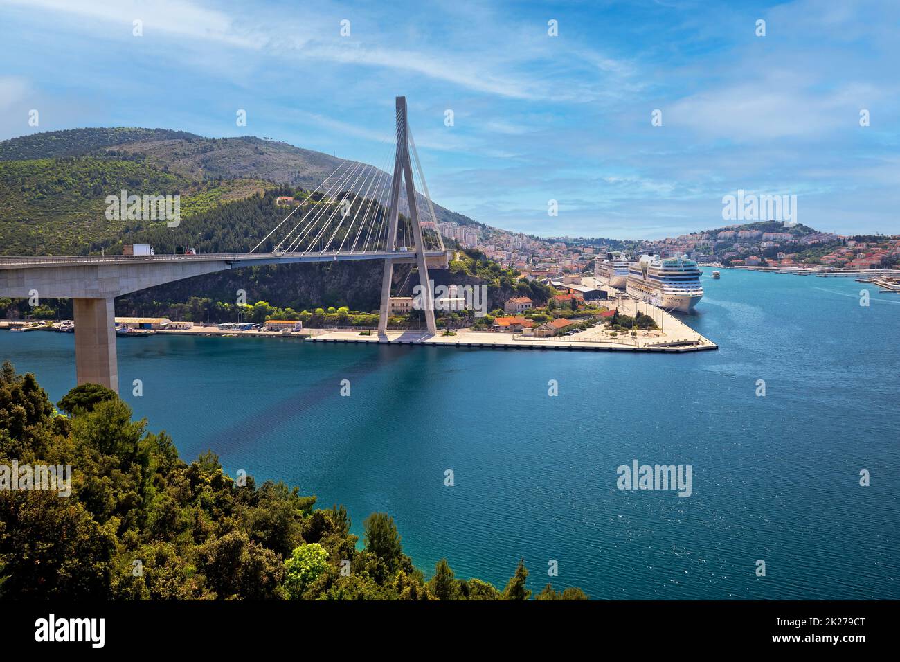 Dubrovnik Franjo Tudjman bridge and harbor view Stock Photo - Alamy