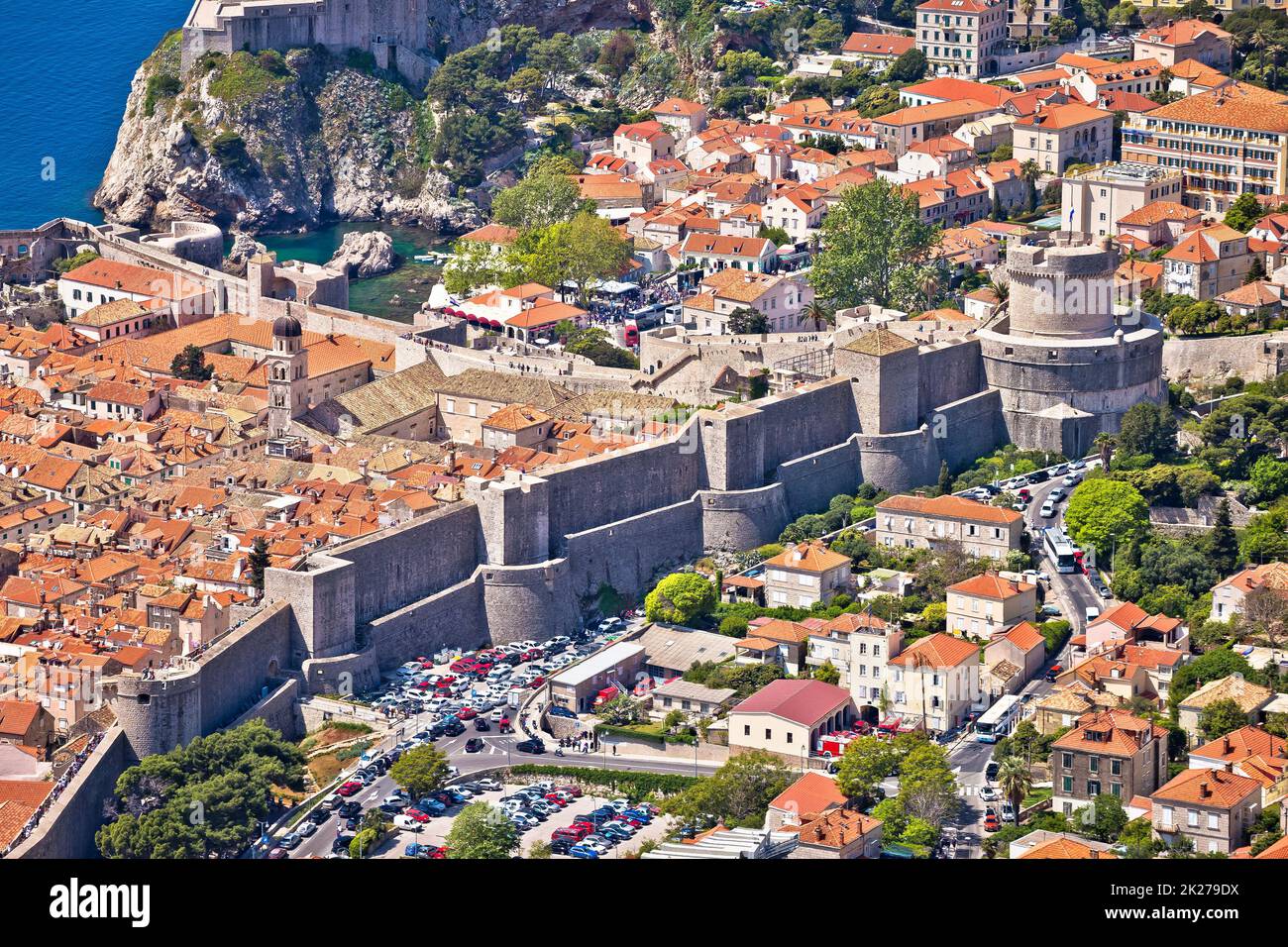Dubrovnik. View of Dubrovnik historic city strong defense walls Stock ...