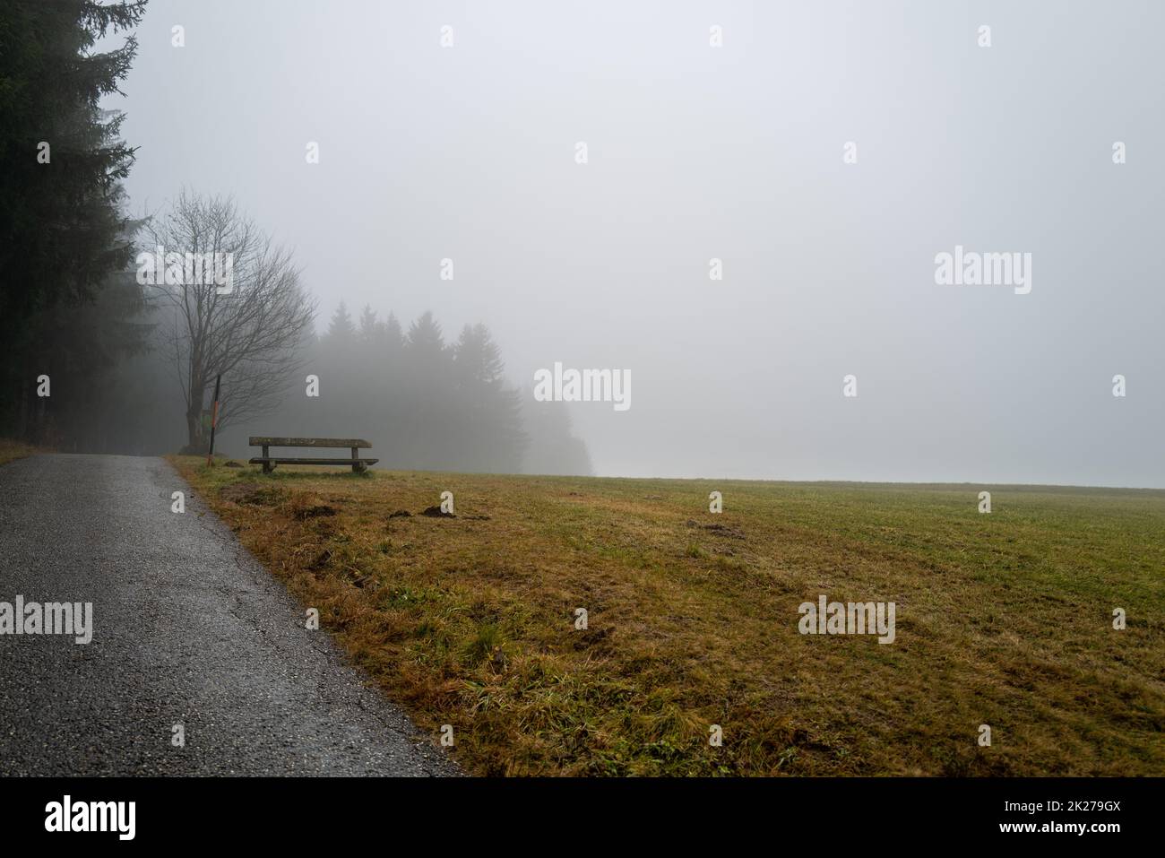 Bench on a hill Stock Photo - Alamy