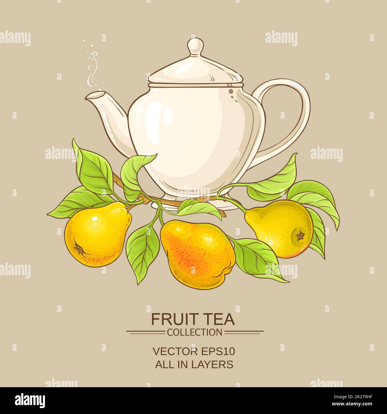 pear tea vector illustration Stock Photo - Alamy