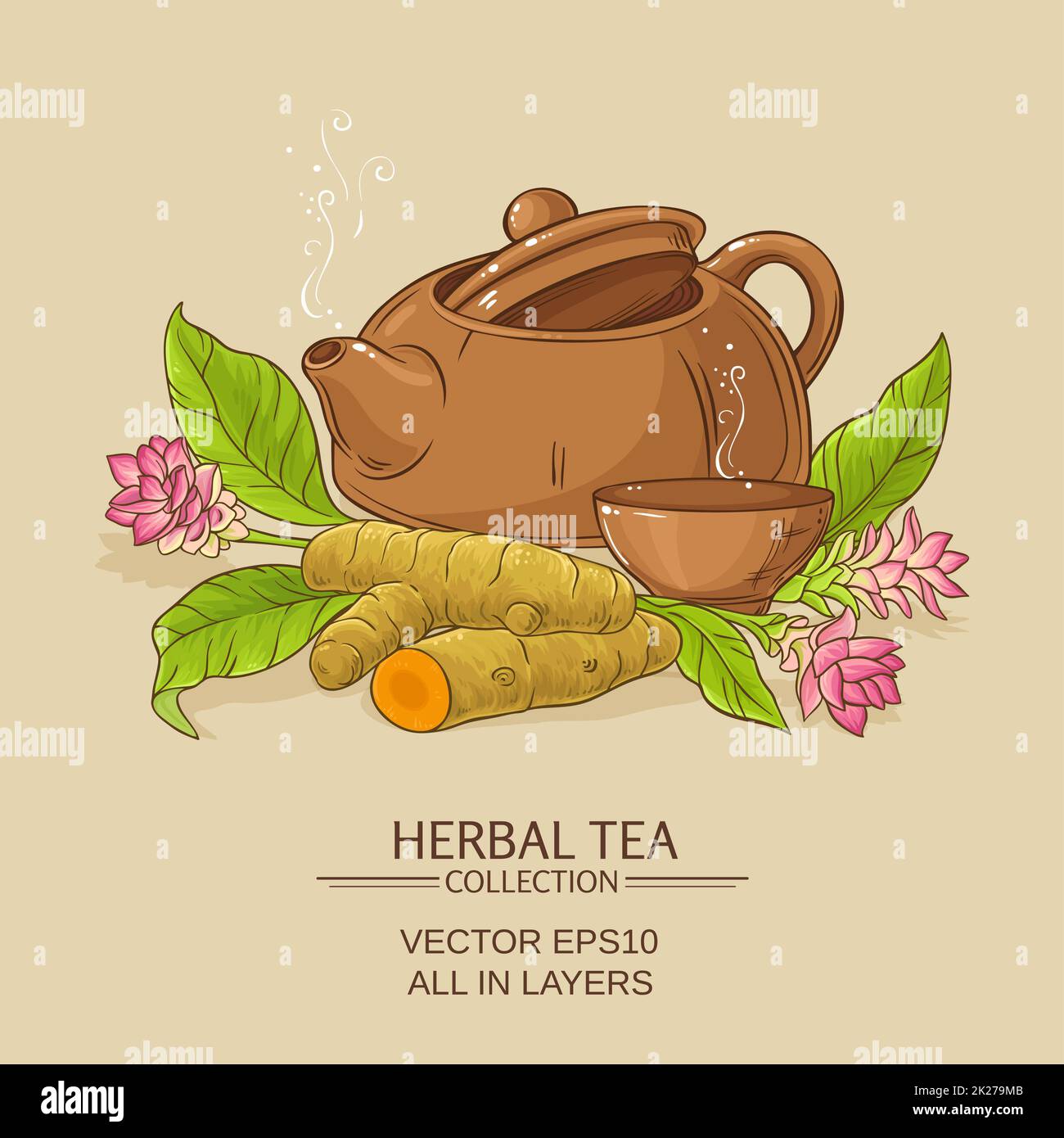 turmeric tea illustration Stock Photo - Alamy