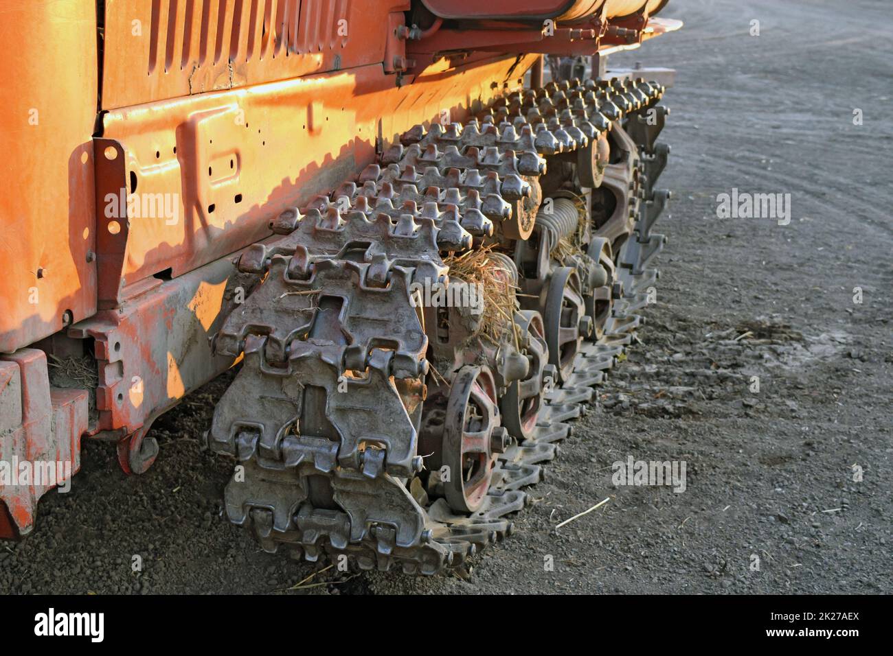 Caterpillar track of the old tractor Stock Photo - Alamy