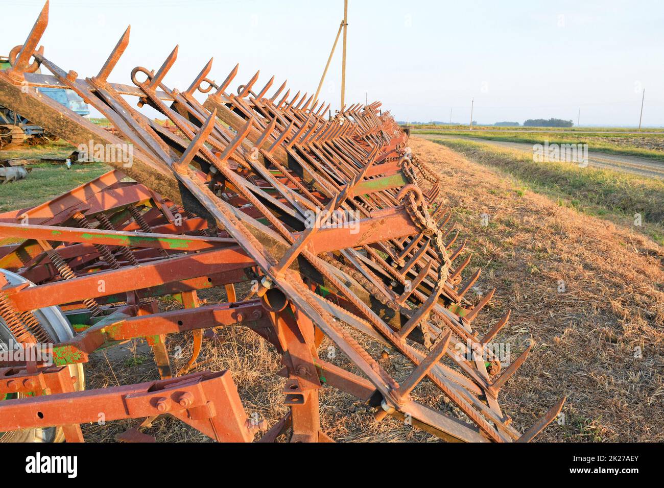 Tine harrow. Agricultural machinery and equipment Stock Photo - Alamy
