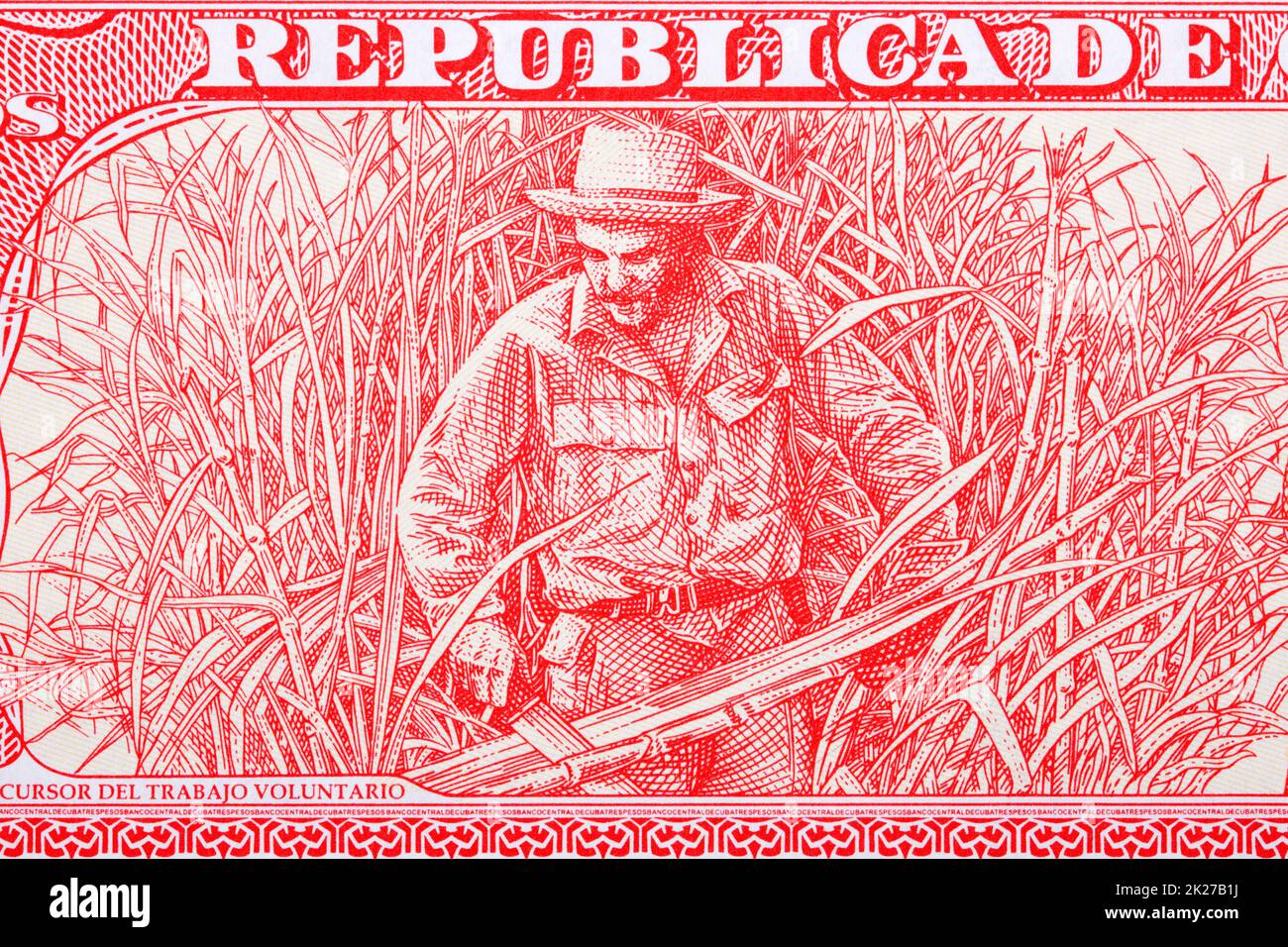 Che Guevara cutting sugar cane from Cuban money Stock Photo - Alamy