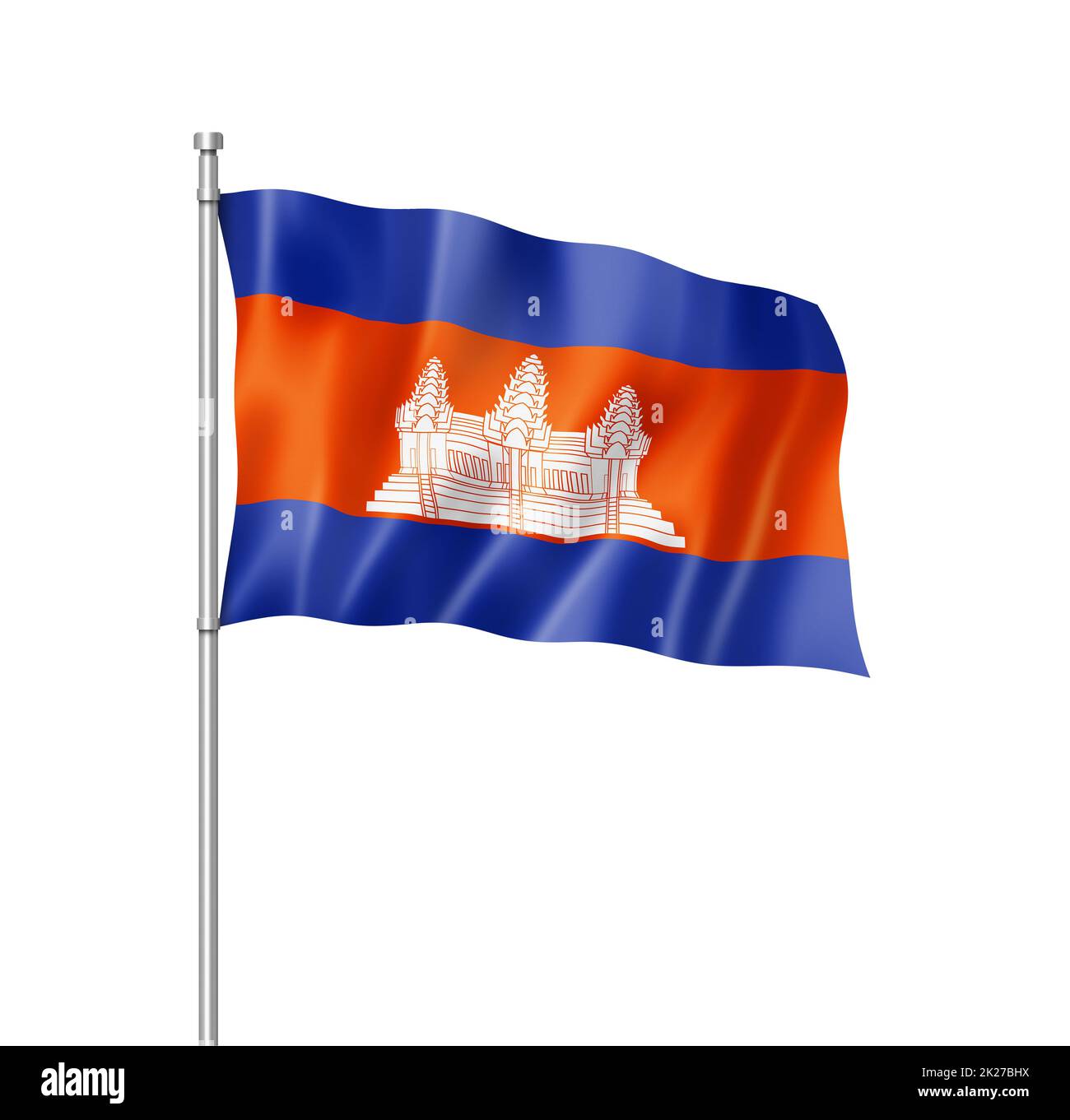 Cambodian flag isolated on white Stock Photo - Alamy