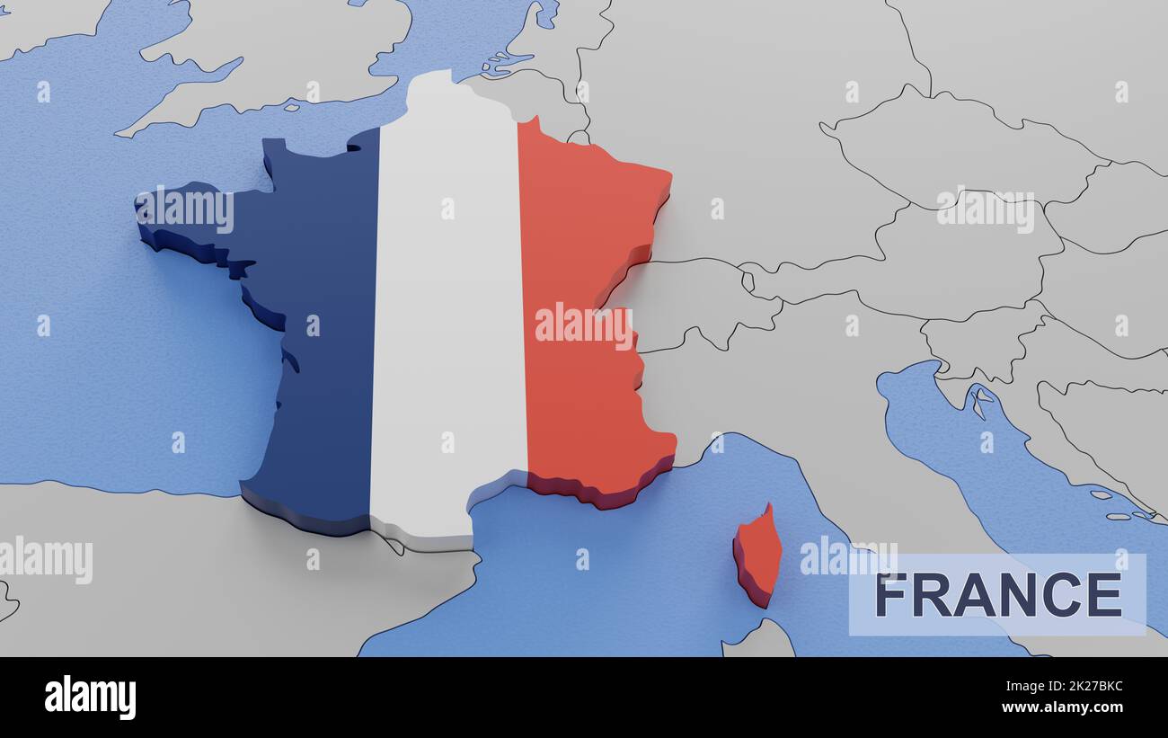 France map 3D illustration. 3D rendering image and part of a series ...