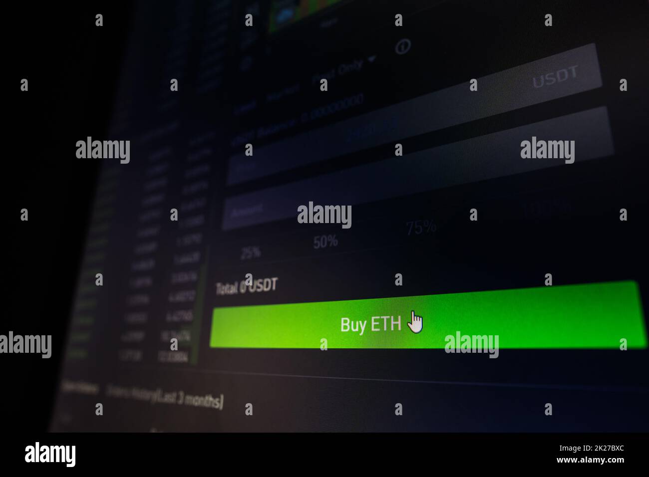 Computer screen with the mouse cursor on the Buy ETH button Stock Photo - Alamy