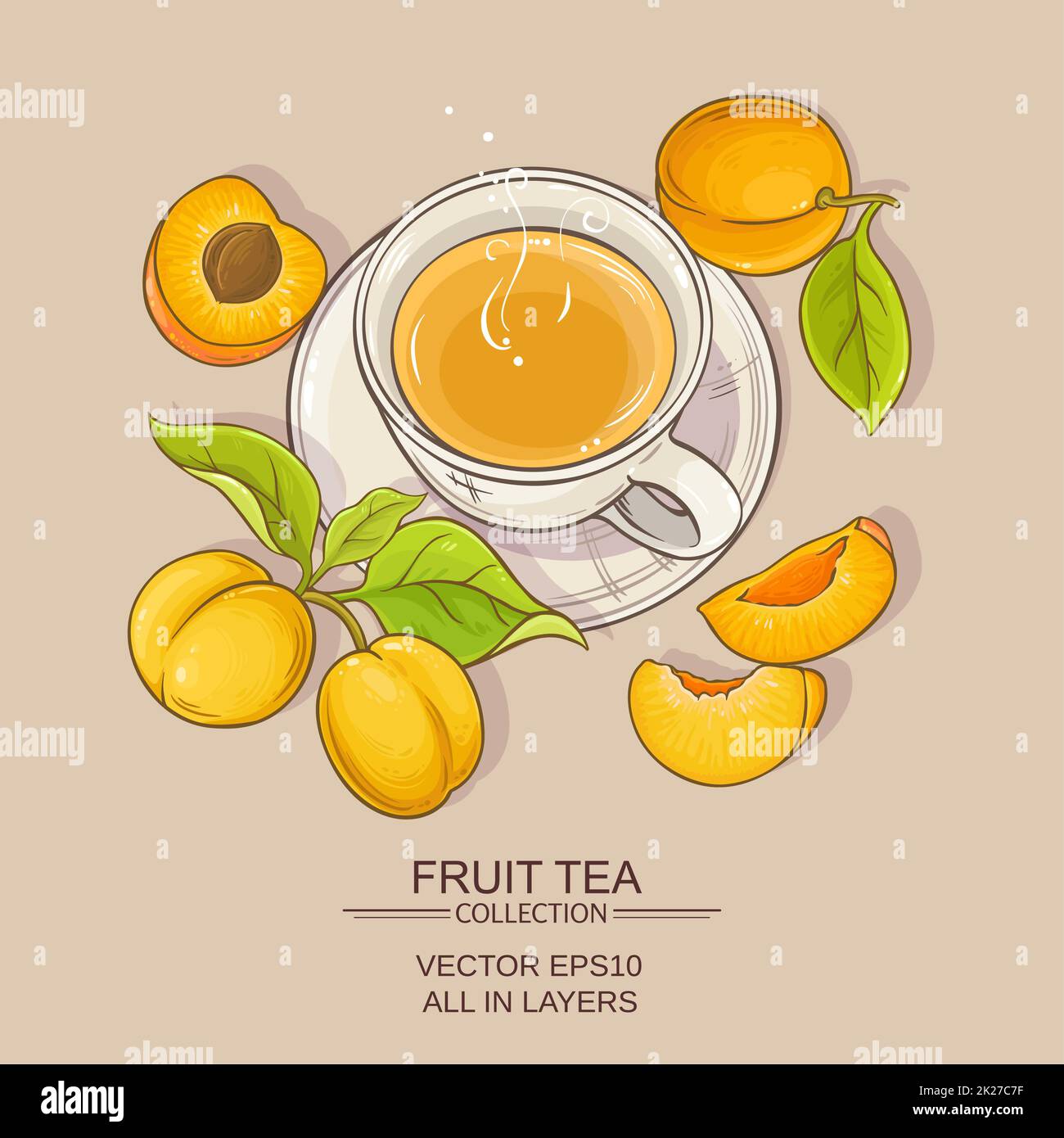 apricot tea illustration Stock Photo - Alamy