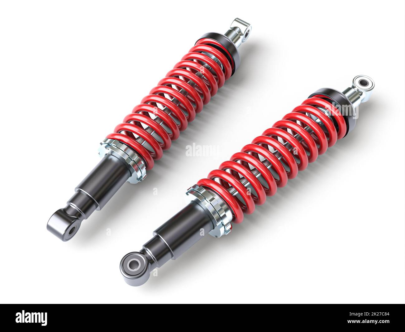 red car shock absorbers on the white background Stock Photo - Alamy