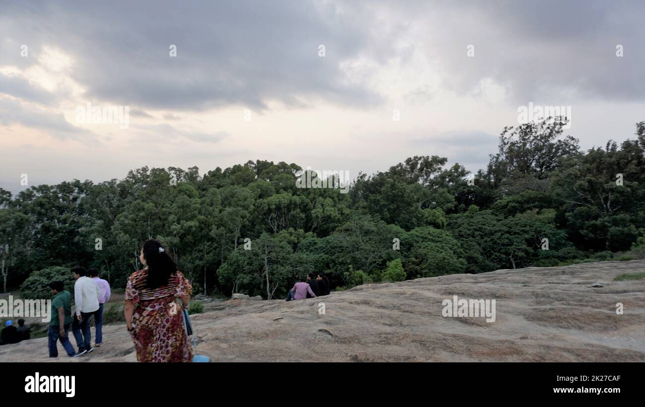 Nandi hills, Karnataka,India-May 22 2022: Tourists enjoying the ...