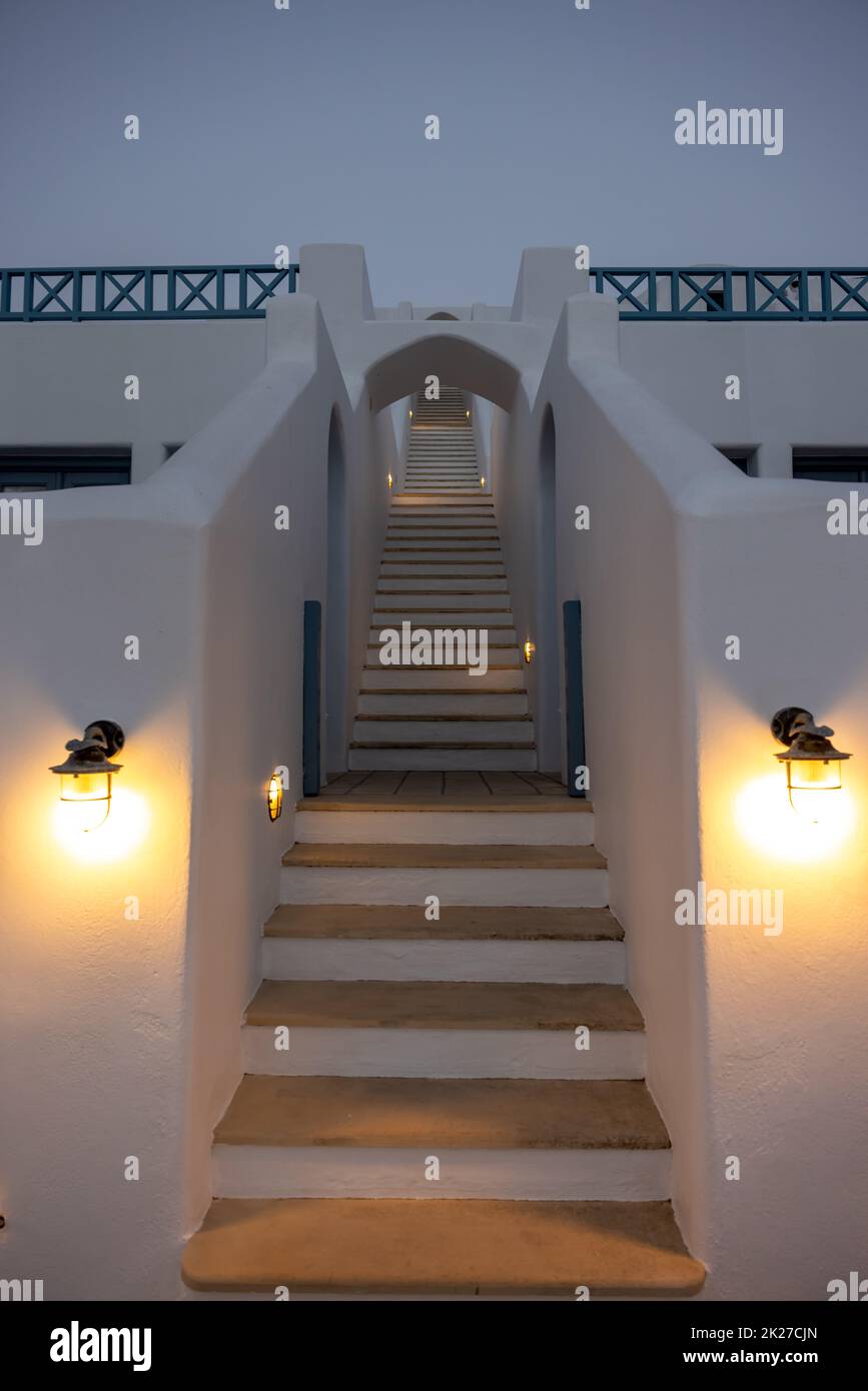 Narrow stone steps, a traditional piece of architecture on the island ...