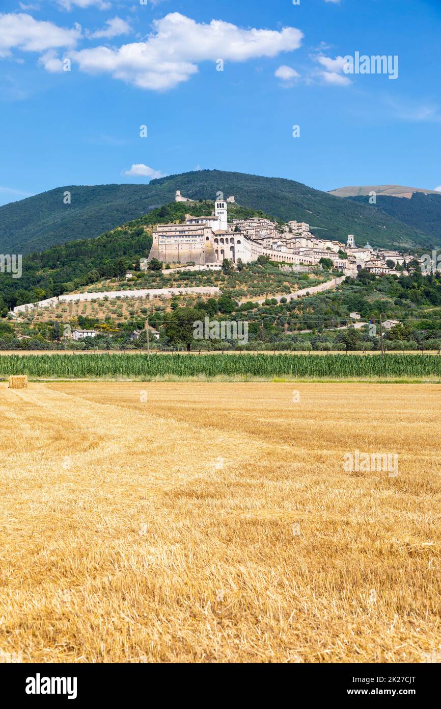 Assisi village in Umbria region, Italy. The town is famous for the most ...