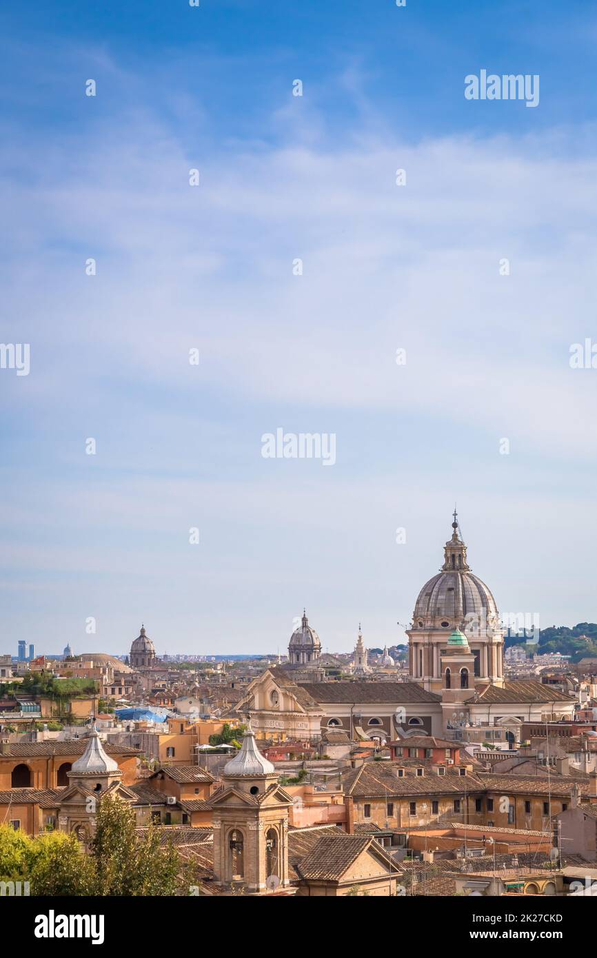 Rome cityscape with blue sky and clouds, Italy Stock Photo - Alamy